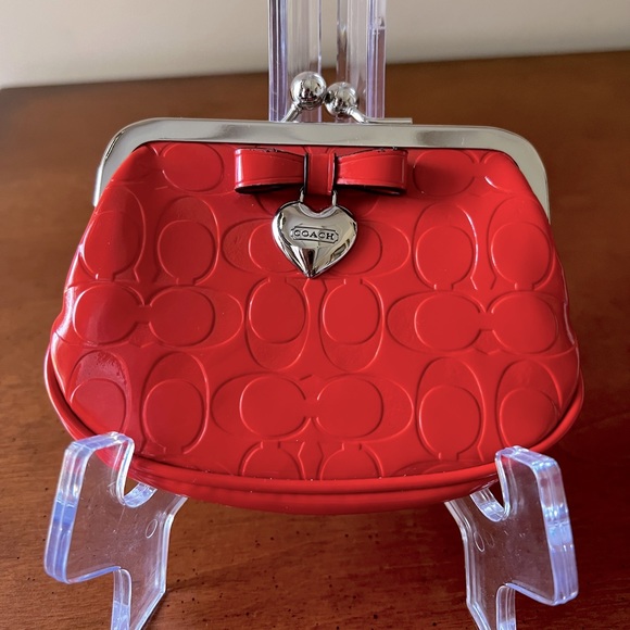 Coach | Bags | Coach Red Pumpkin Patent Leather Signature C Embossed ...